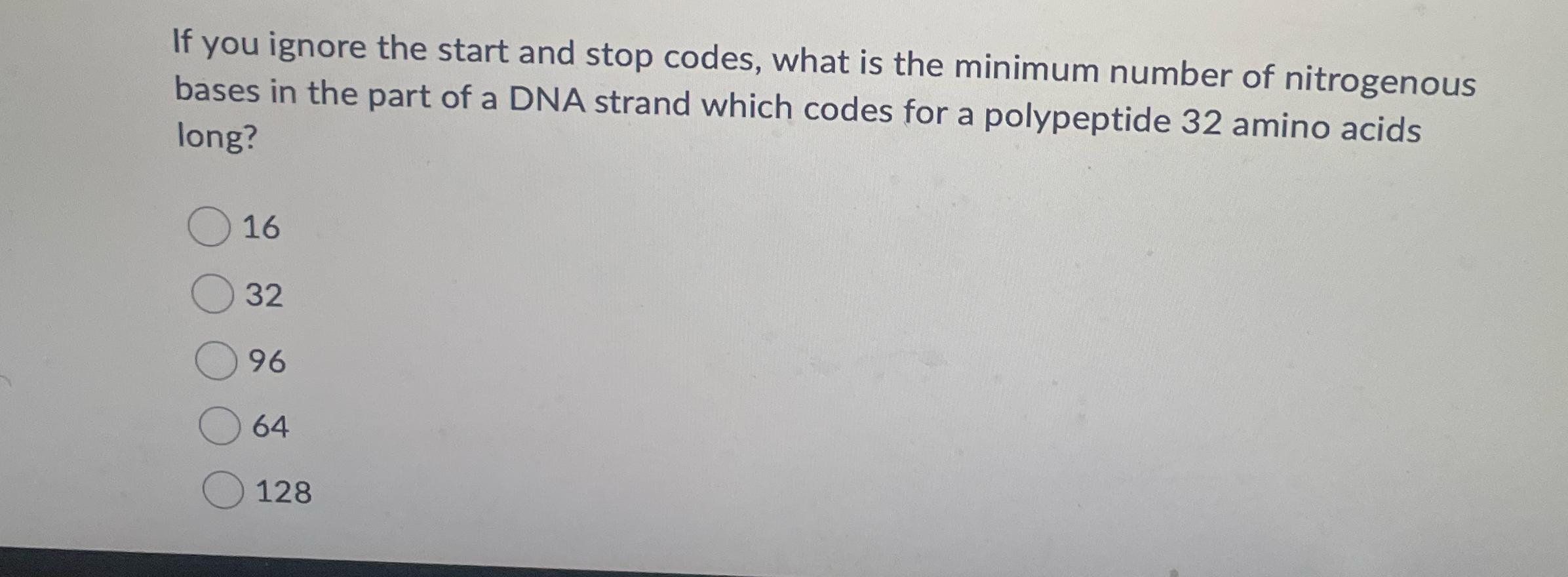 Solved If you ignore the start and stop codes, what is the | Chegg.com