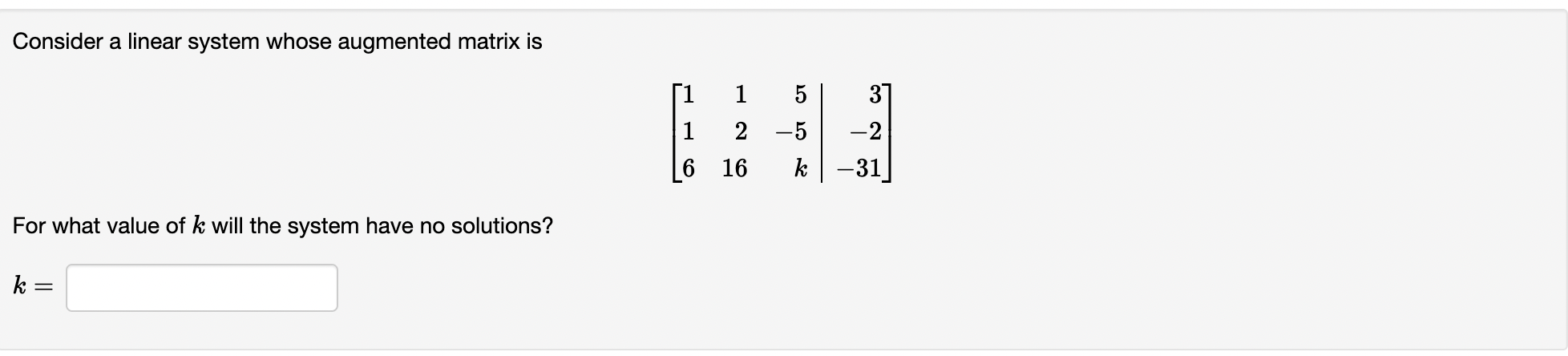 Solved Consider a linear system whose augmented matrix | Chegg.com