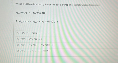 Solved What list will be referenced by the variable | Chegg.com