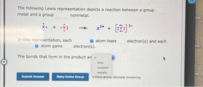 Solved The following Lewis representation depicts a reaction | Chegg.com