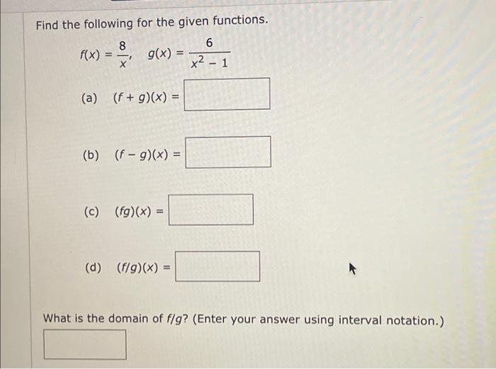 Solved Find the following for the given functions. 6 8 x' | Chegg.com