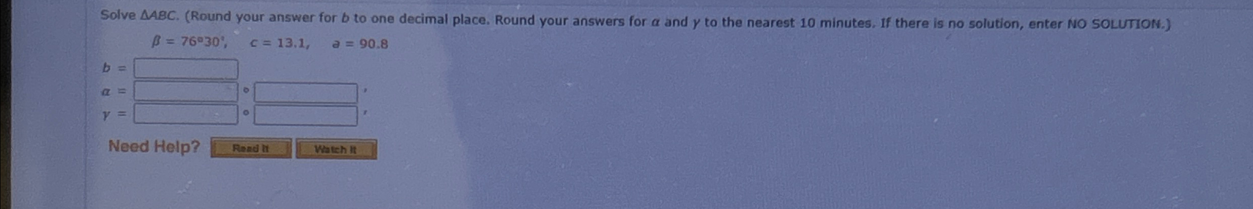 Solved Solve ????ABC. (Round your answer for b ﻿to one | Chegg.com