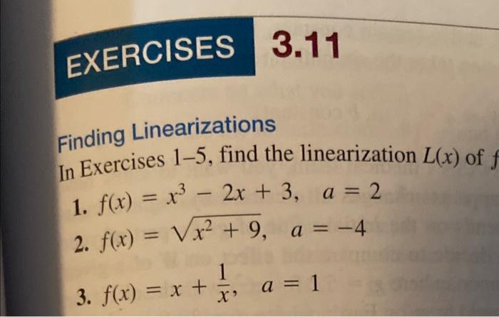 Solved Finding Linearizations In Exercises 1-5, find the | Chegg.com