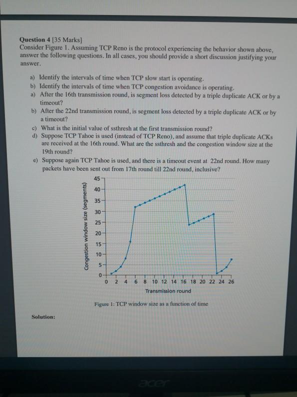 Solved Question 4 [35 Marks] Consider Figure 1. Assuming TCP | Chegg.com