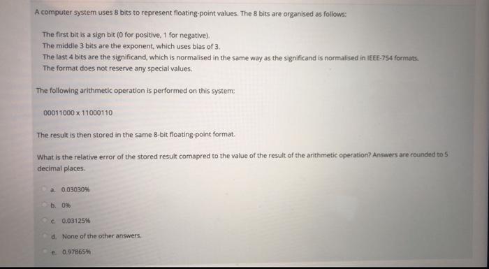 Solved A computer system uses 8 bits to represent | Chegg.com