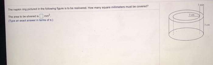 Solved The napkin ring pictured in the following figure is | Chegg.com