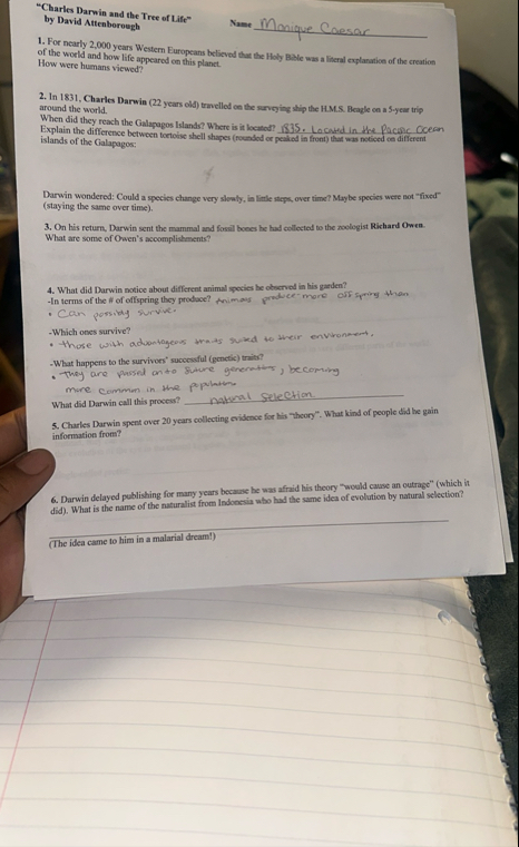 Solved "Charles Darwin and the Tree of Life" by David | Chegg.com