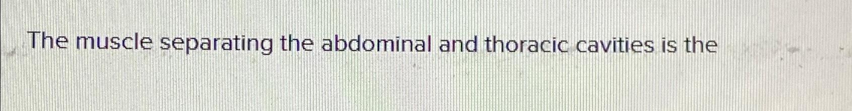 The muscle separating the abdominal and thoracic | Chegg.com