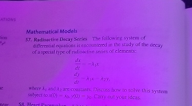 Solved Mathematical ModelsRadioactive Decay Series The | Chegg.com