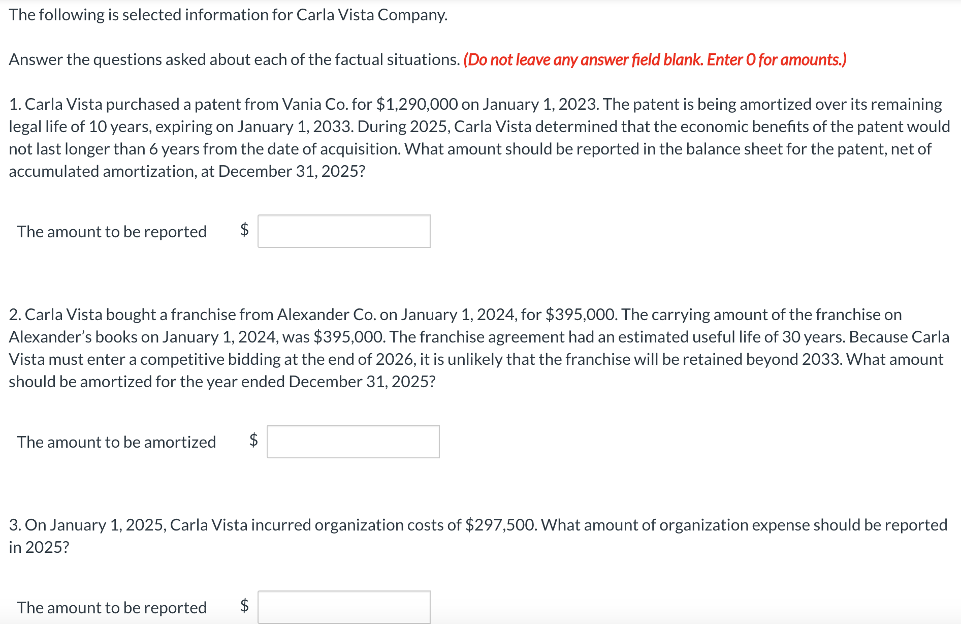 Solved The following is selected information for Carla Vista | Chegg.com