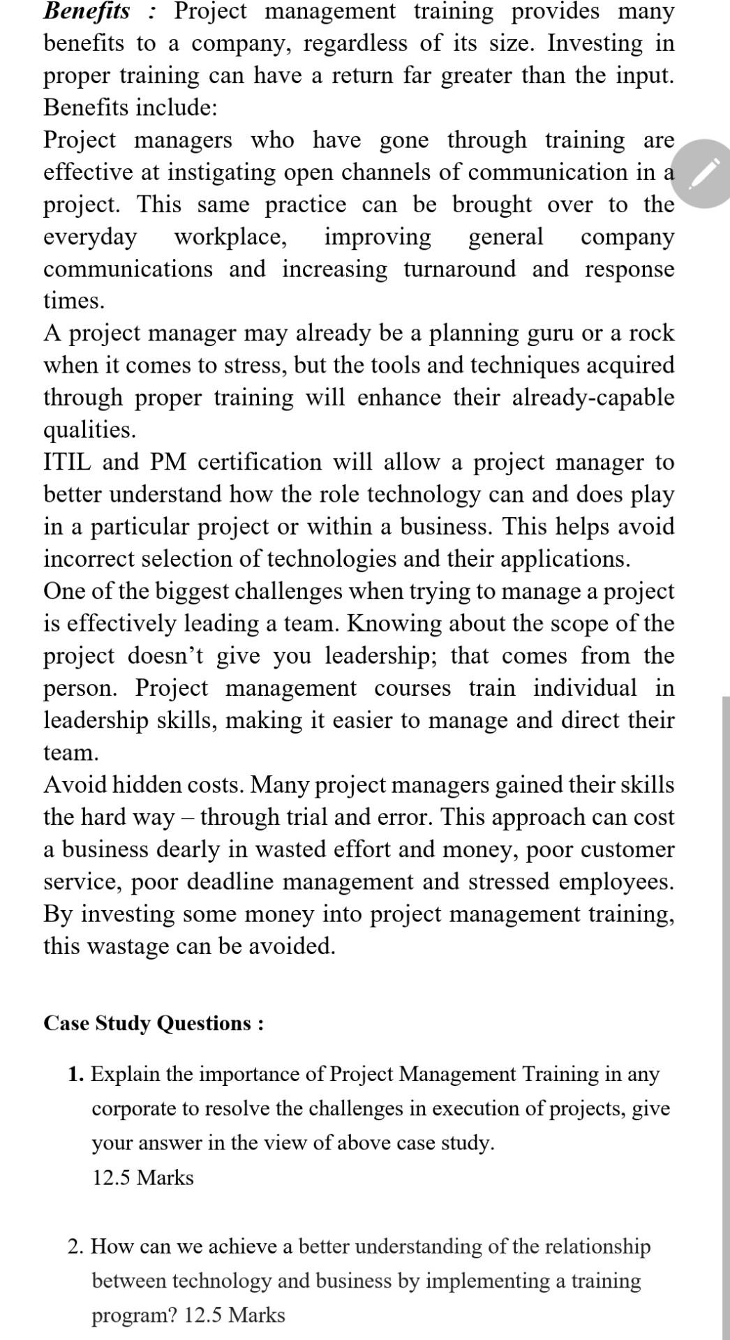 Solved Pl ans project management case study ans MS PROJECT | Chegg.com