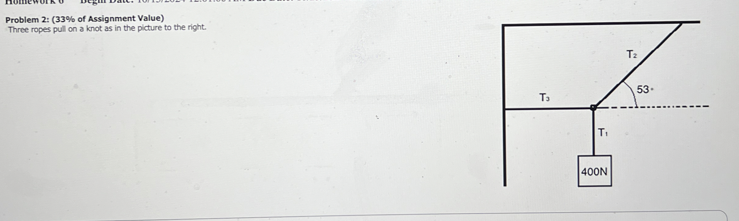 Problem 2: (33% ﻿of Assignment Value)Three ropes pull | Chegg.com