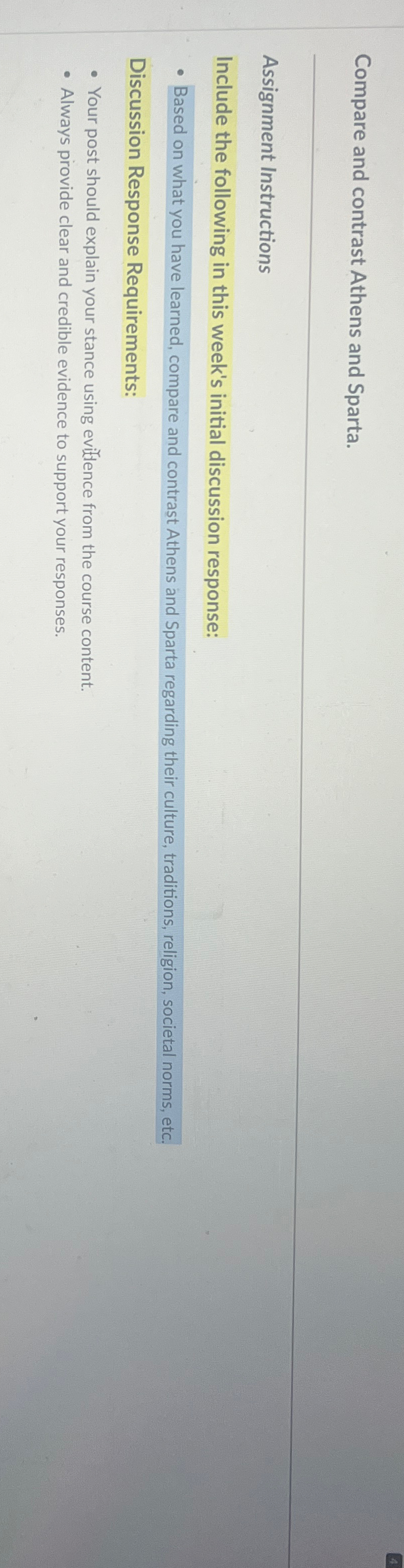 Solved Compare and contrast Athens and Sparta.Assignment | Chegg.com