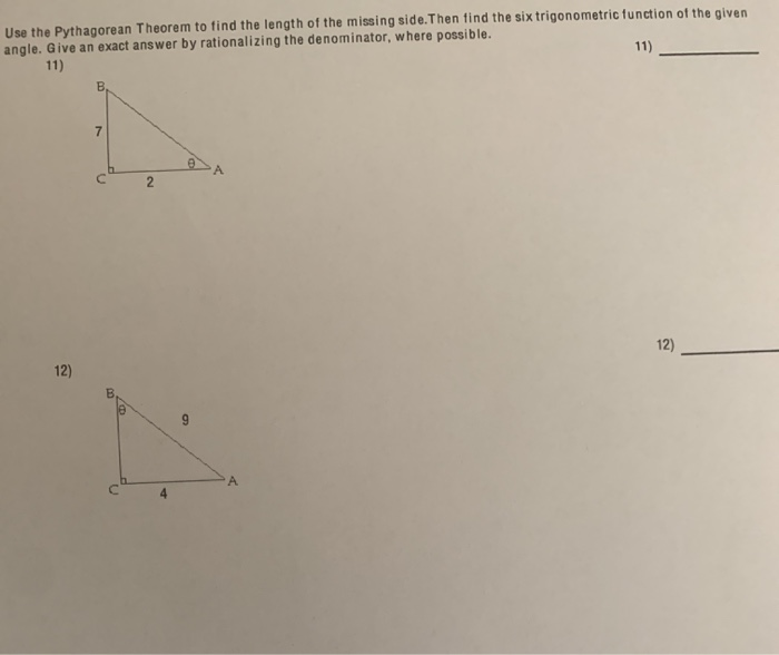 Solved Use the Pythagorean Theorem to find the length of the | Chegg.com