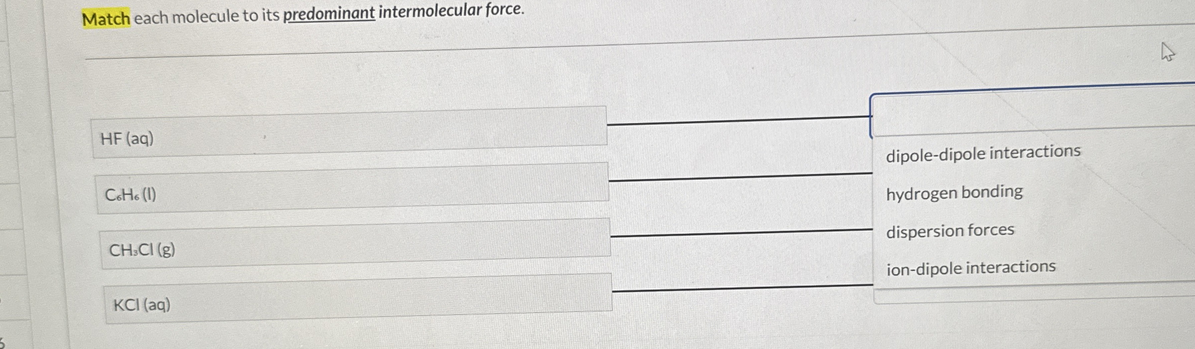 Solved Match each molecule to its predominant intermolecular | Chegg.com