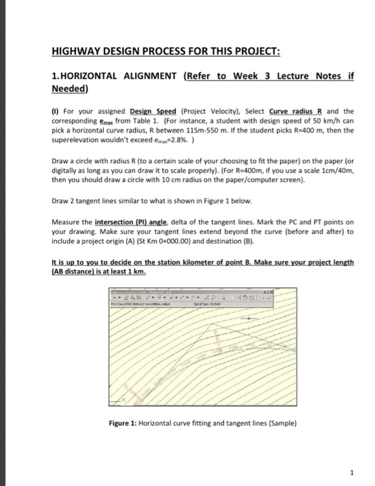 HIGHWAY DESIGN PROCESS FOR THIS PROJECT: 1. | Chegg.com