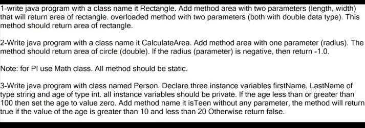 Solved 1-write java program with a class name it Rectangle. | Chegg.com