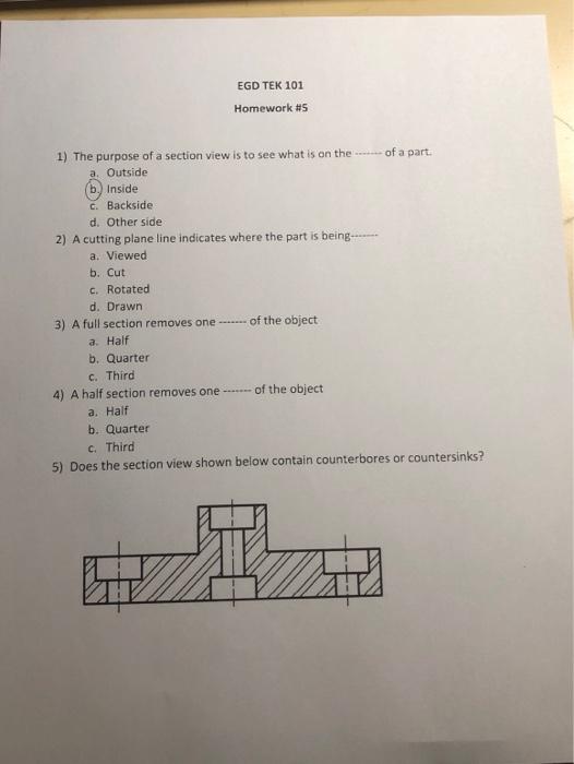 Solved EGD TEK 101 Homework #5 1) The purpose of a section | Chegg.com