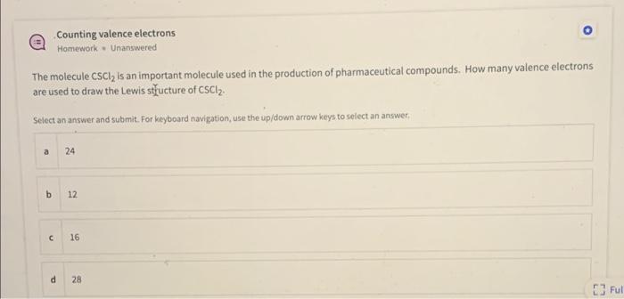 Solved Counting valence electrons Homework. Unanswered The | Chegg.com