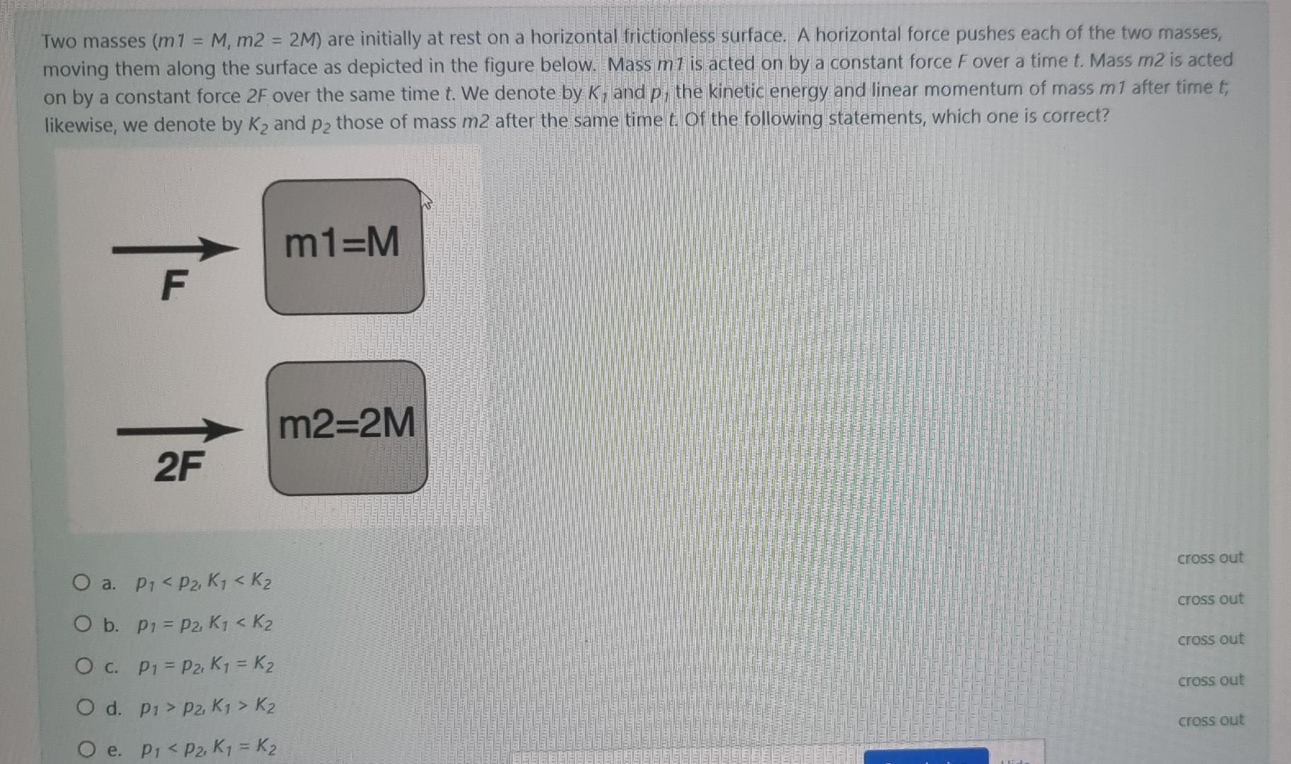 Solved Two masses ( m1 = M, m2 = 2M) are initially at rest | Chegg.com