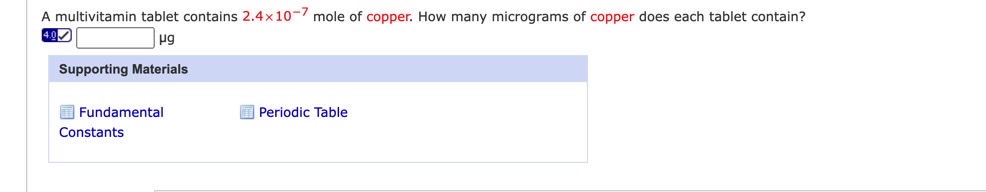 Solved A multivitamin tablet contains 2.4×10-7 ﻿mole of | Chegg.com