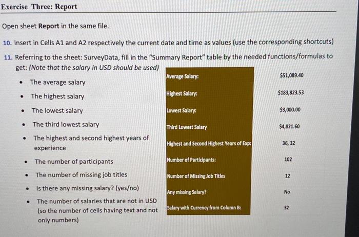 Solved Open sheet Report in the same file. 10. Insert in | Chegg.com