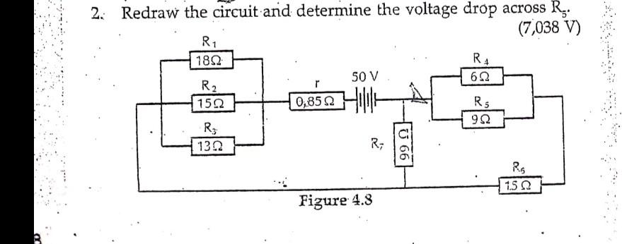 Solved 2. Redraw the circuit and determine the voltage drop | Chegg.com