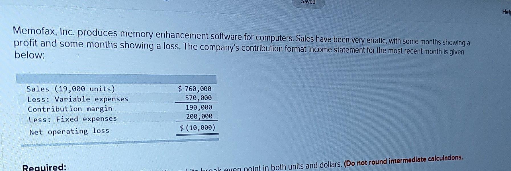 Solved Memofax, Inc. produces memory enhancement software | Chegg.com