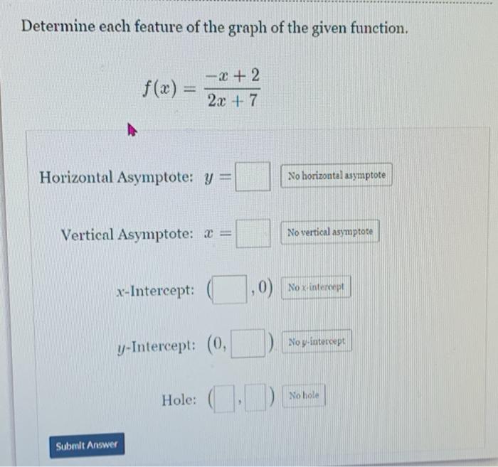 Solved Determine each feature of the graph of the given | Chegg.com