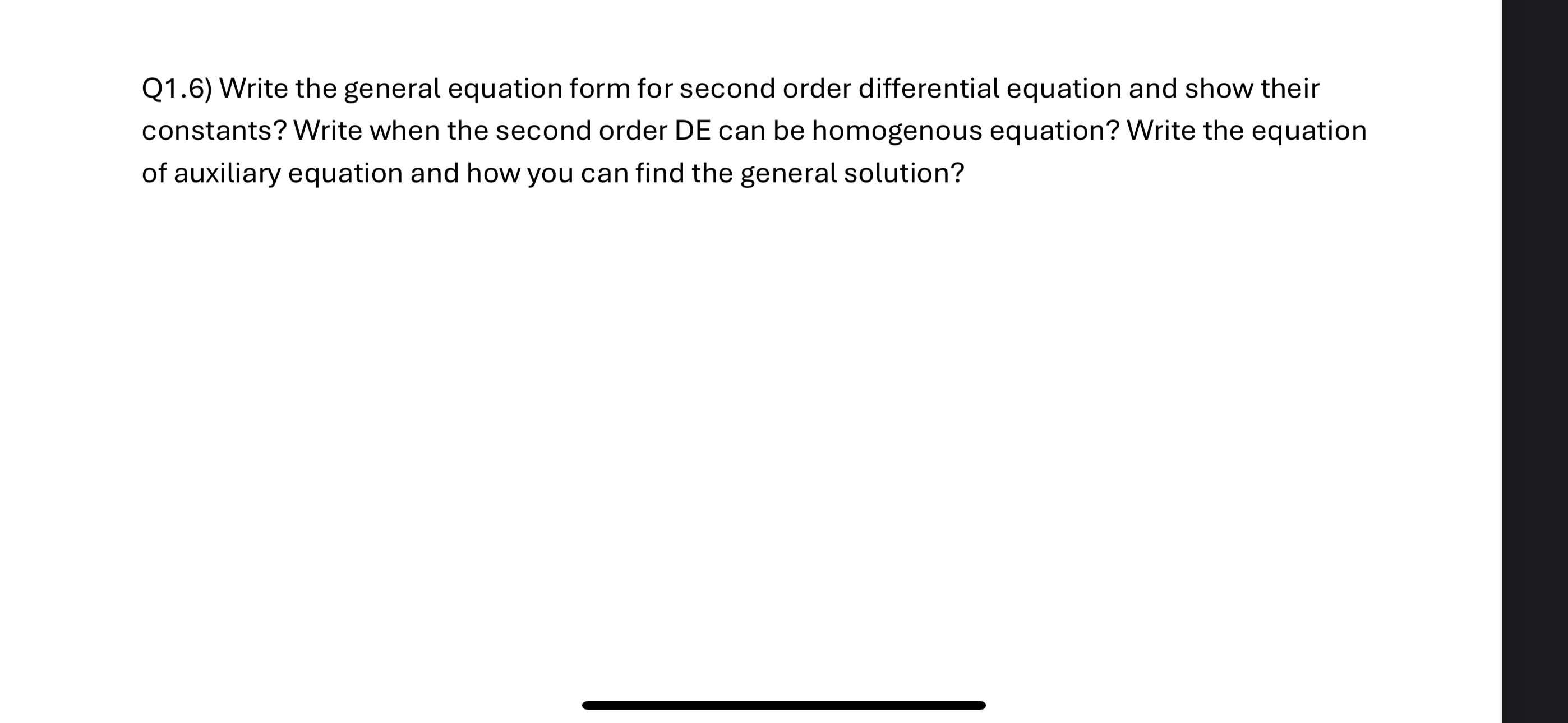 Solved Q1.6) ﻿Write the general equation form for second | Chegg.com