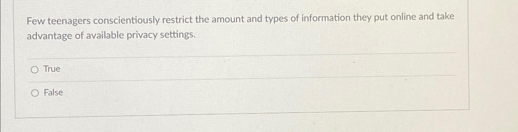Solved Few teenagers conscientiously restrict the amount and | Chegg.com