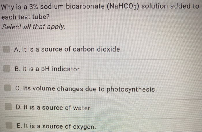 Solved Why is a 3% sodium bicarbonate (NaHCO3) solution | Chegg.com