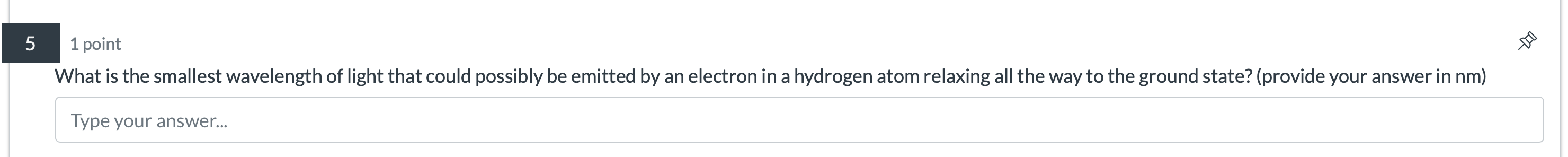Solved 1 ﻿pointWhat is the smallest wavelength of light that | Chegg.com