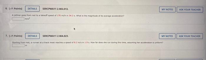 Solved 6. [-/1 Points DETAILS SERCPWA11 2.WA.013. MY NOTES | Chegg.com