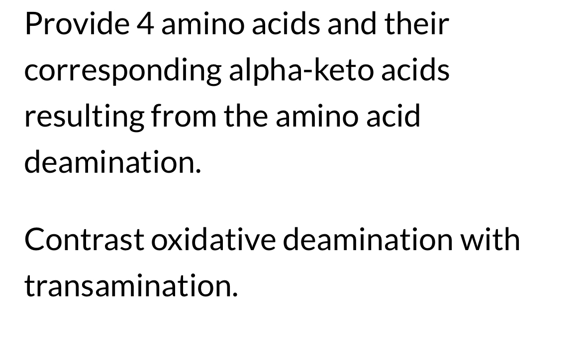 Solved Provide 4 ﻿amino acids and their corresponding | Chegg.com