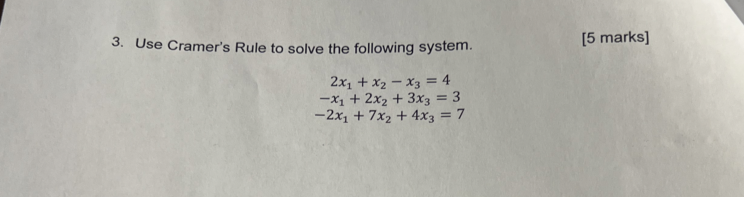 Solved Use Cramer's Rule to solve the following system.[5 | Chegg.com