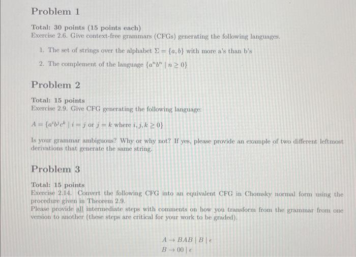 Solved Total: 30 points ( 15 points each) Exercise 2.6. Give | Chegg.com Solved Total: 30 points ( 15 points each) Exercise 2.6. Give | Chegg.com