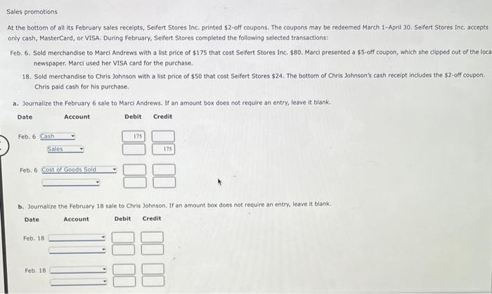 Solved At the bottom of all its February sales receipts, | Chegg.com