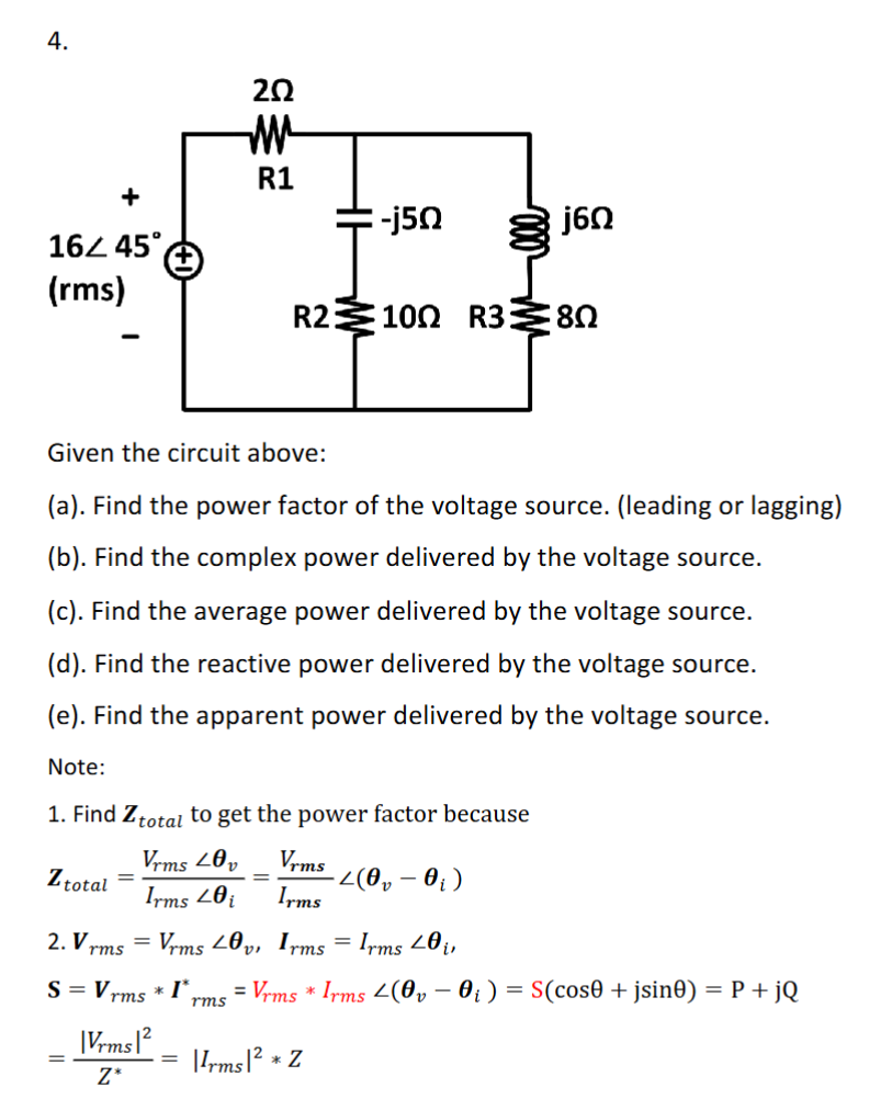 Solved Given the circuit above:(a). ﻿Find the power factor | Chegg.com