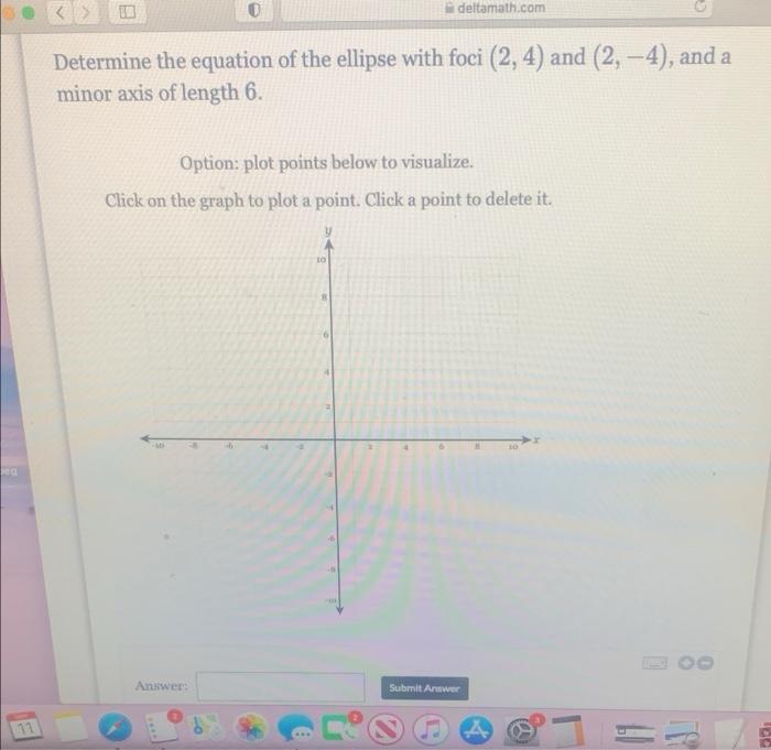 Solved deltamath.com Determine the equation of the ellipse | Chegg.com
