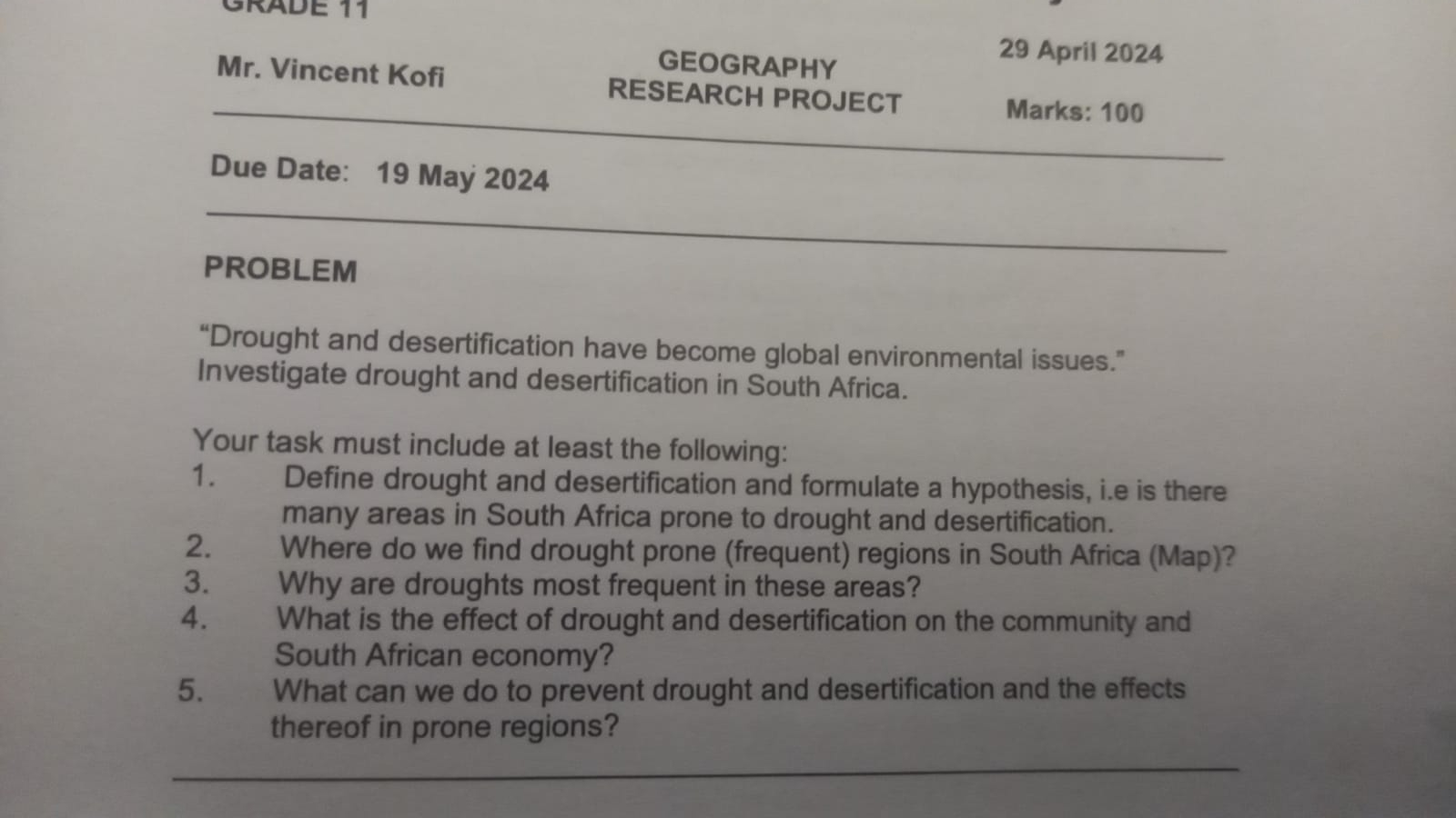 Solved PROBLEM"Drought and desertification have become | Chegg.com