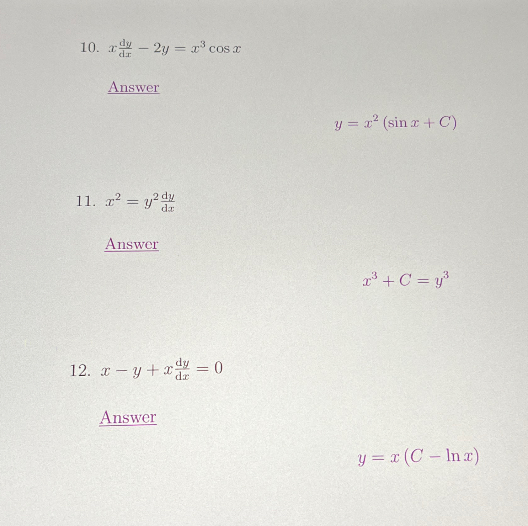 Solved Find general solutions for the first order | Chegg.com