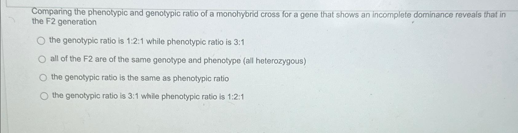 Solved Comparing the phenotypic and genotypic ratio of a | Chegg.com