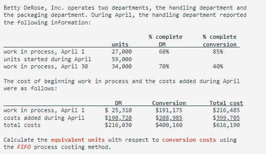 Solved Calculate the equivalent units with respect to | Chegg.com