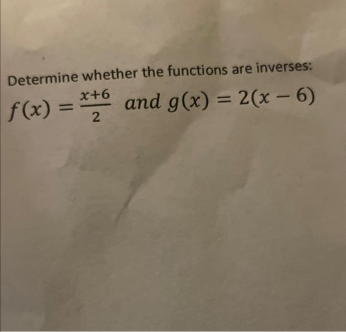 Solved Determine whether the functions are inverses: ( and | Chegg.com