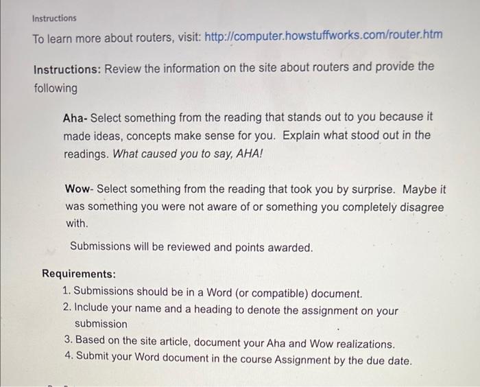 Solved To learn more about routers, visit: | Chegg.com