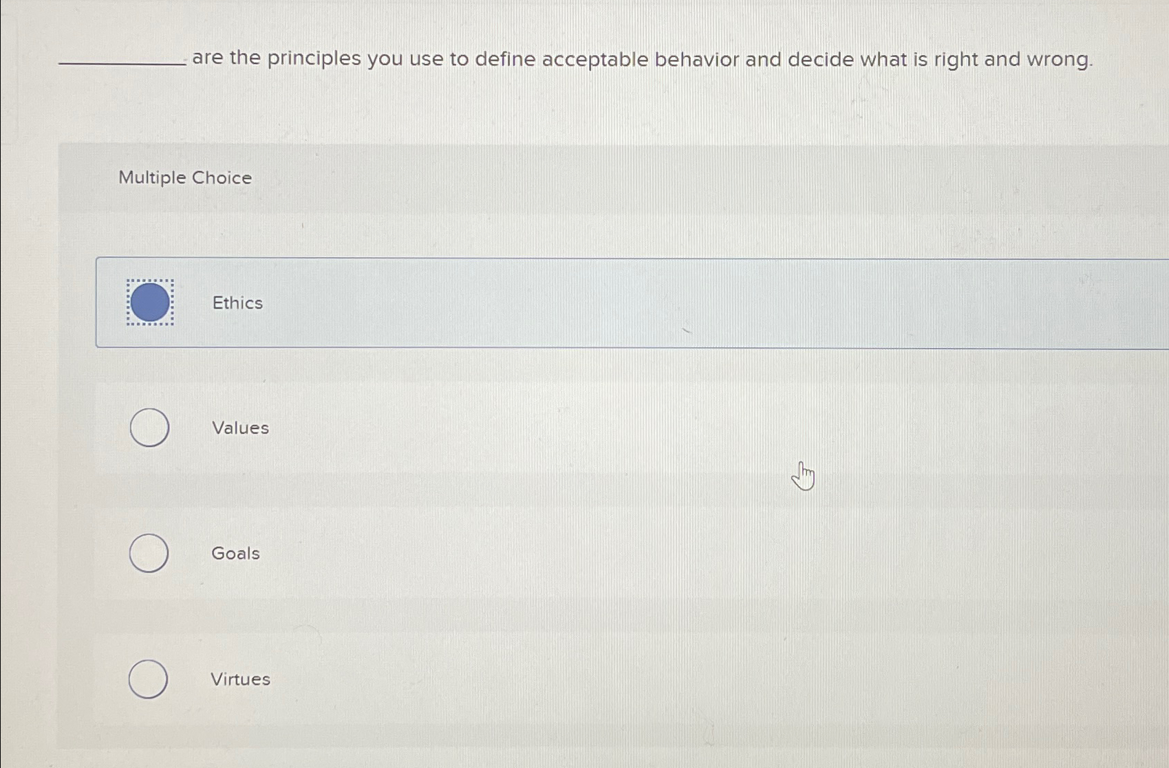 Solved are the principles you use to define acceptable | Chegg.com