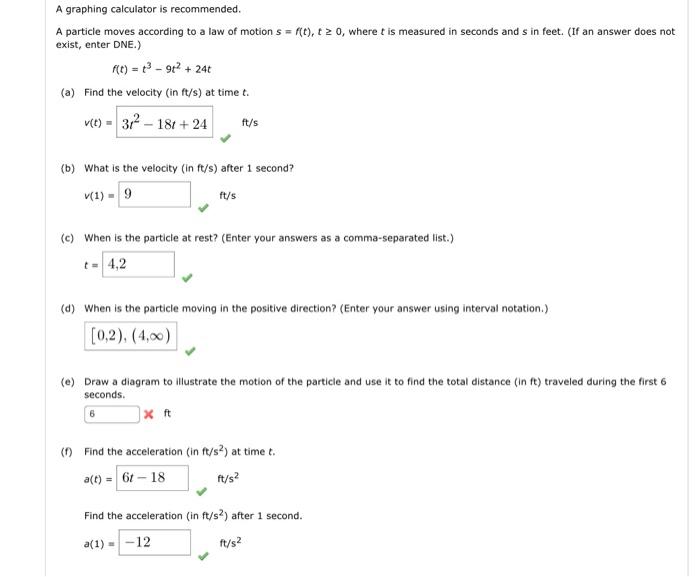 Solved A graphing calculator is recommended. A particle | Chegg.com