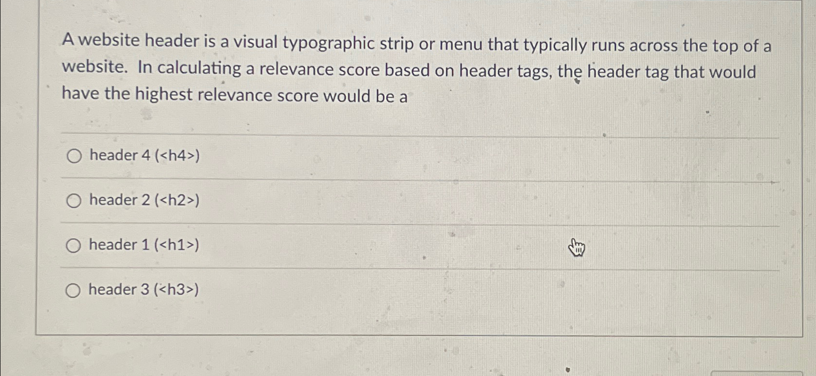 Solved A website header is a visual typographic strip or | Chegg.com