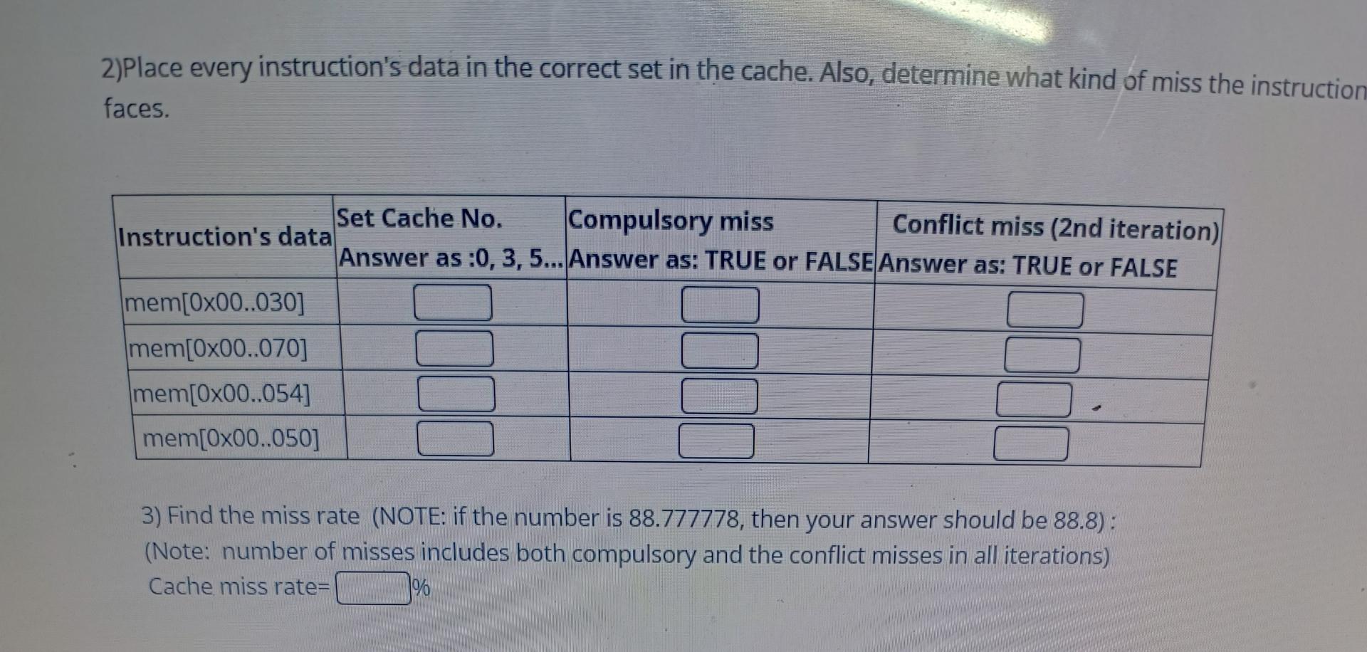 Solved Place every instruction's data in the correct set in | Chegg.com